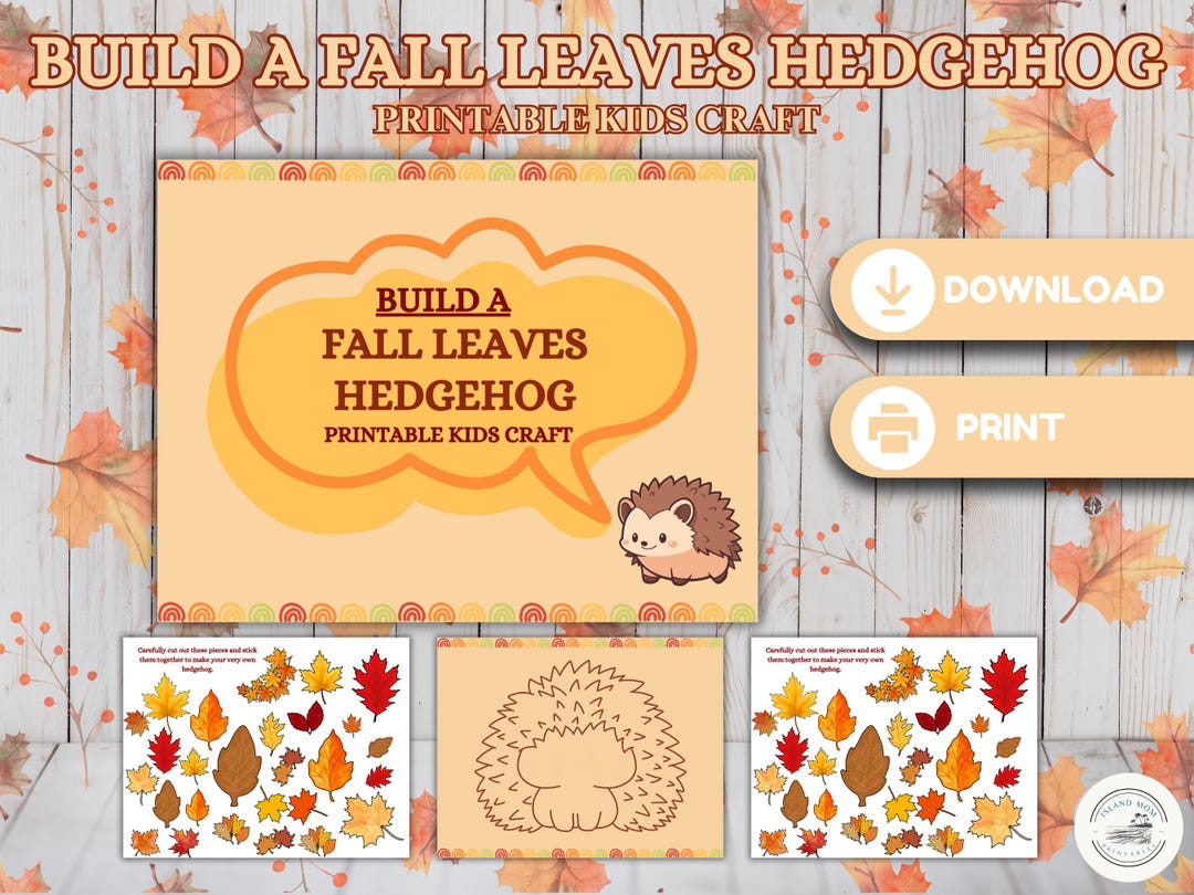 Fall Hedgehog Craft: Printable Paper Leaf Activity (instant Download ...