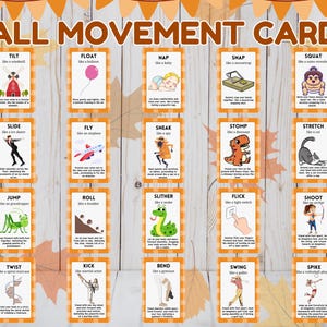 Fall Movement Cards: 40 Fun Action Activities (printable) - Etsy
