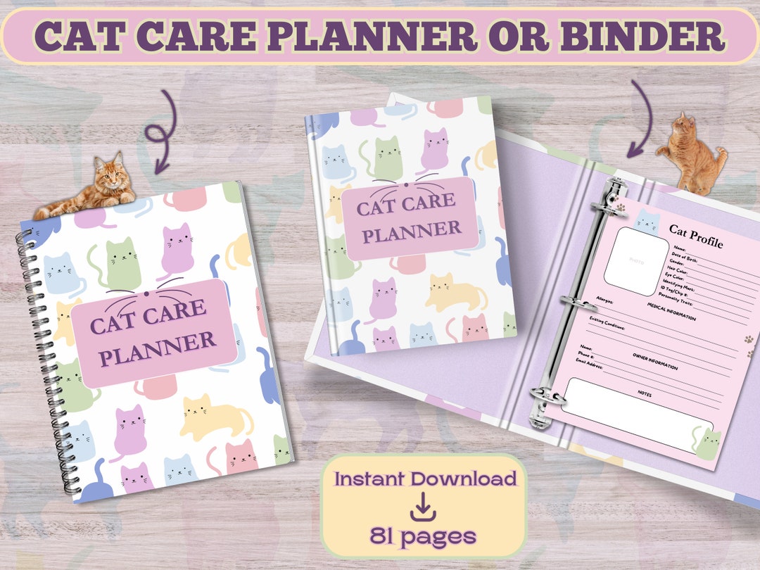 Cat Care Planner, Cat Health Planner, Cat Binder, Kitten Cat Checklists ...