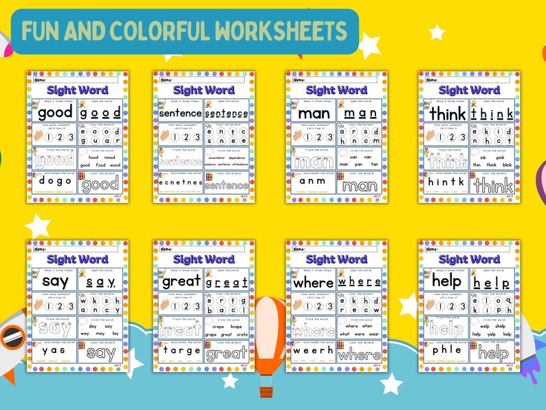 Second 50 Sight Word Printable Worksheets, First and Second Grade Sight ...