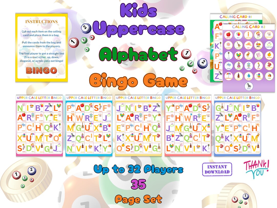 Uppercase Alphabet Bingo Game: Preschool Learning Activity (instant ...