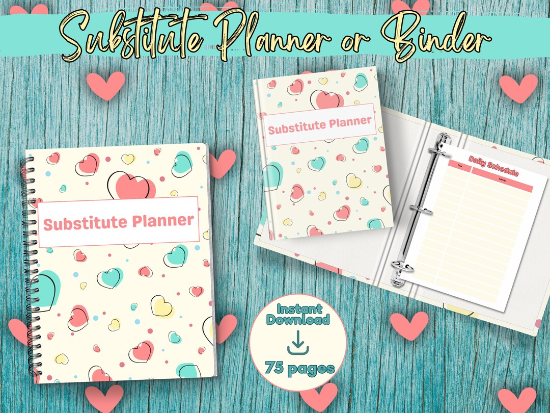 Substitute Teacher Planner: Printable Binder With Lesson Plans (PDF) - Etsy