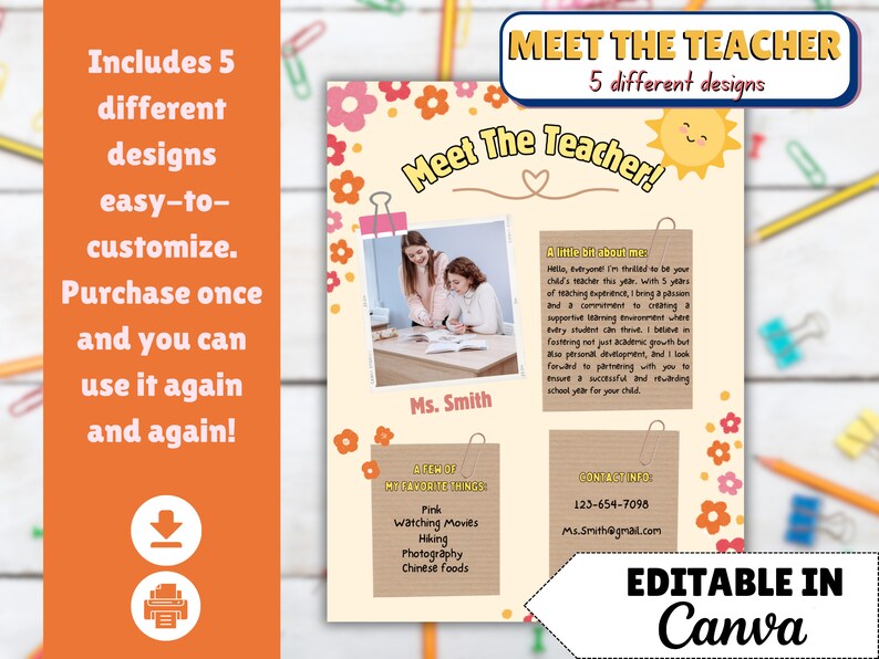 Meet the Teacher Template, Meet the Teacher Editable Template, Teacher ...