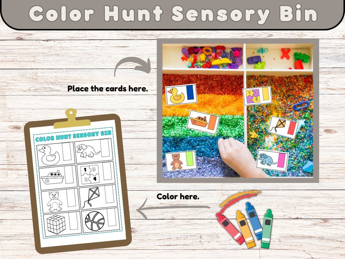 Sensory Bin Play Bundle, Alphabet Sensory Bin Printable Game, Color ...