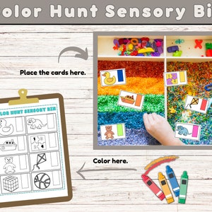Sensory Bin Play Bundle, Alphabet Sensory Bin Printable Game, Color ...