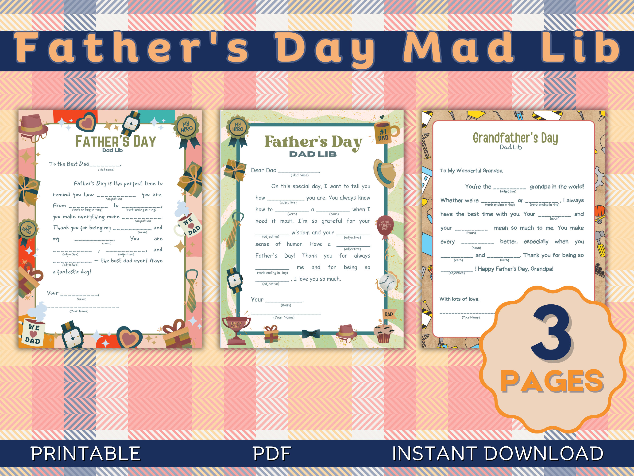 Father’s Day Mad Libs, Father's Day Gift, Father's Day Kids Activity ...