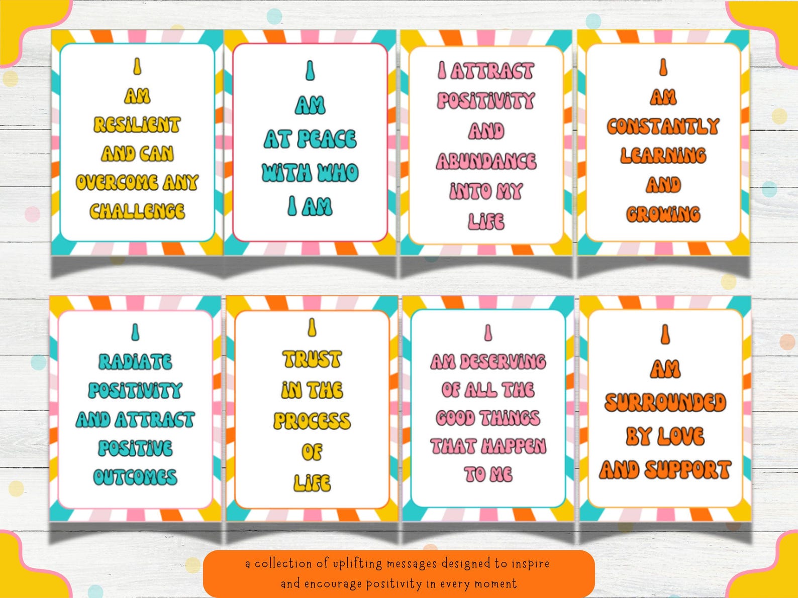Affirmation Cards Printable Colorful Theme, Positive Quotes, Self ...