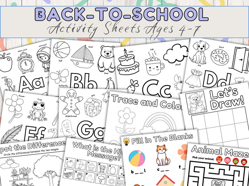 Back to School Activity Worksheets: Pre-k and Kindergarten (PDF ...