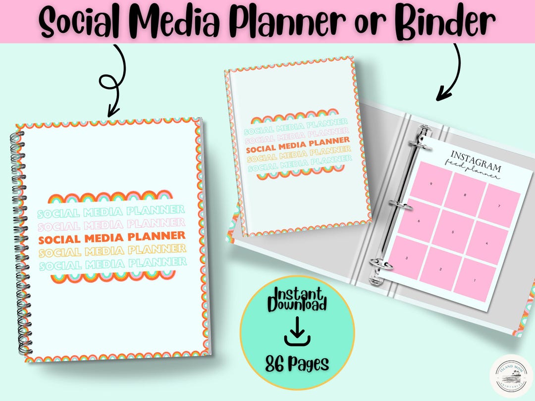 Social Media Printable Planner Colorful, Social Media Printable Binder ...