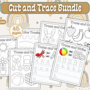 Cut and Trace Printable Bundle, Alphabet Letter Trace, Homeschool ...