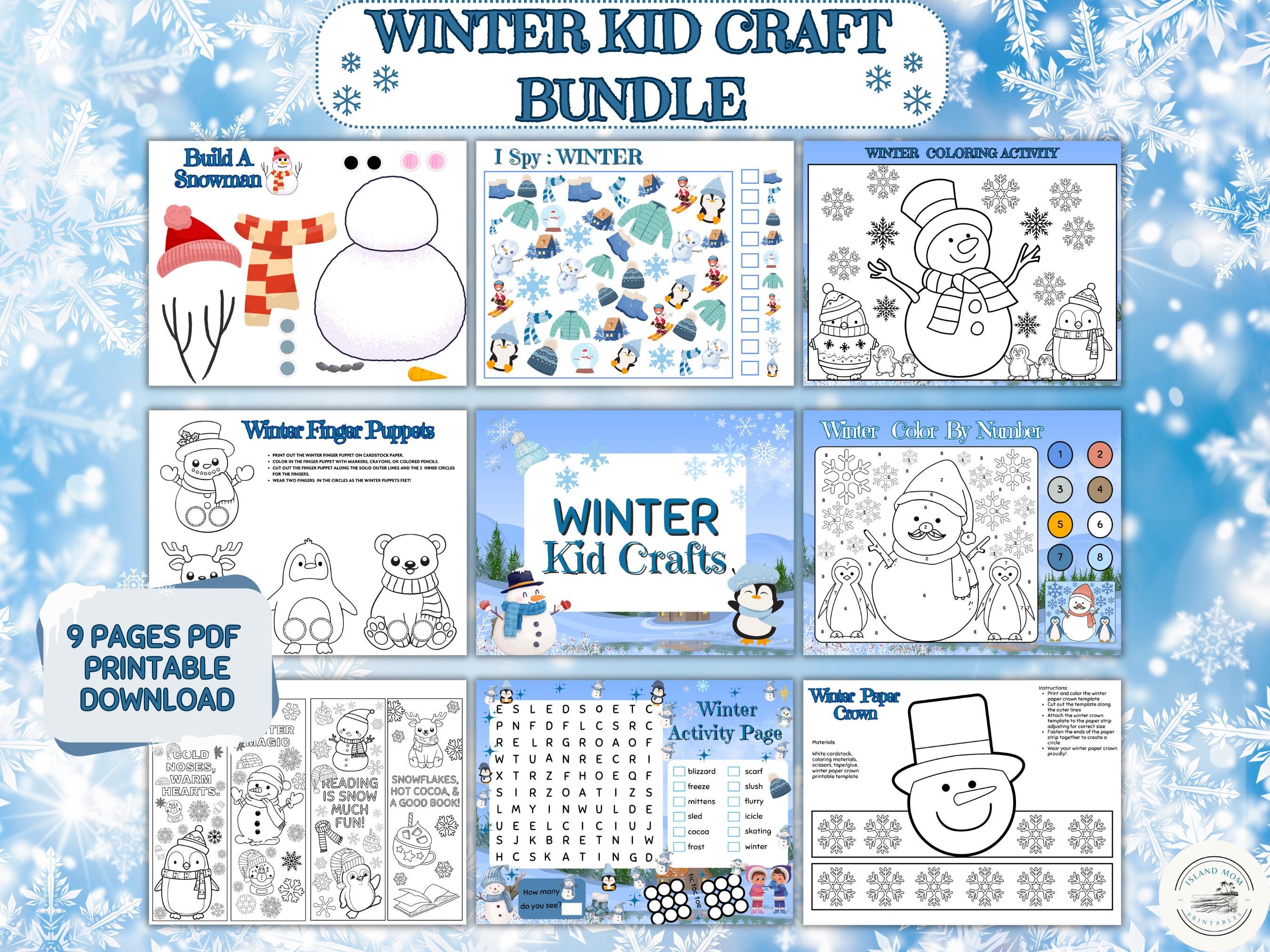 Printable Winter Craft Bundle for Kids, Coloring Page, Word Search, I ...