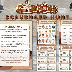 Camping Scavenger Hunt for Kids, Scavenger Hunt Party Game, Outdoor ...