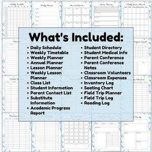 Teacher Planner, Spiral or Binder Printable Teacher Bundle, Lesson Plan ...