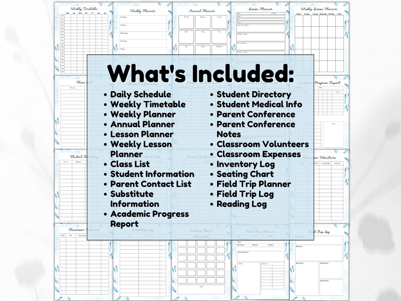 Teacher Planner, Spiral or Binder Printable Teacher Bundle, Lesson Plan ...