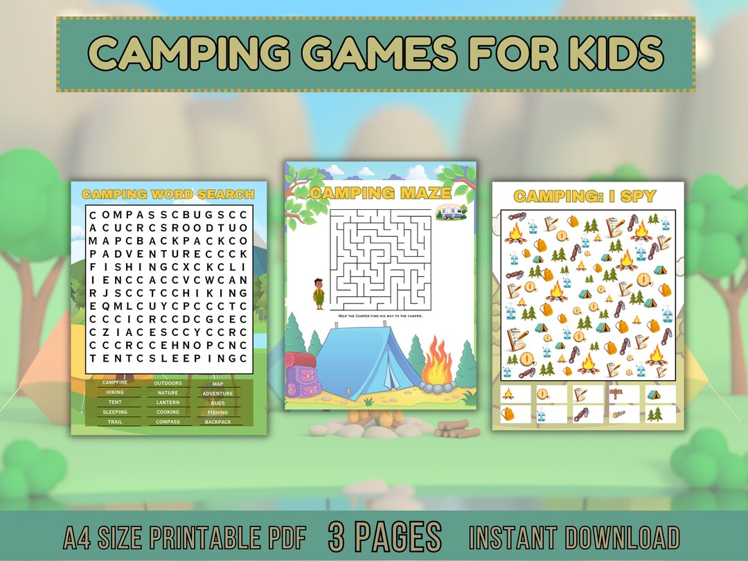 Camping Games for Kids, Printable Maze, Word Search and I Spy Game ...