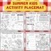 Summer Kids Activity Placemat: Coloring Page, Word Games (printable PDF ...