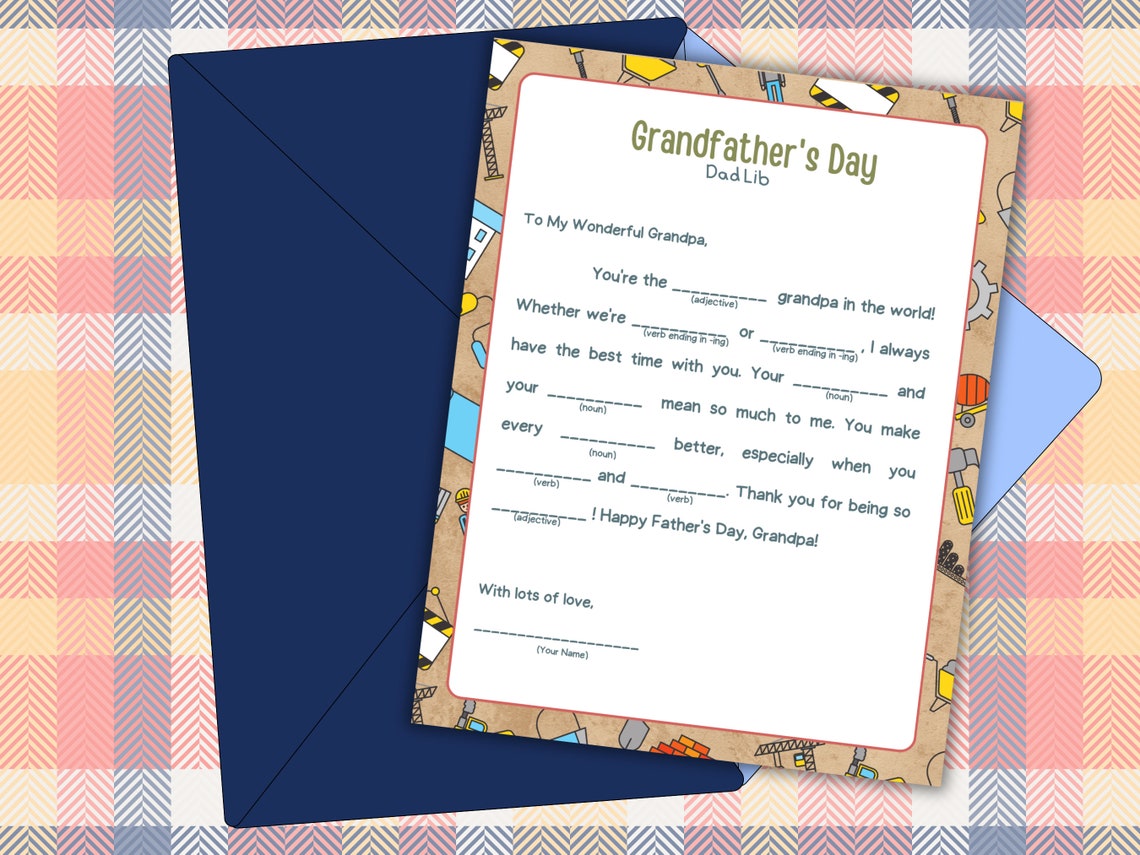 Father’s Day Mad Libs, Father's Day Gift, Father's Day Kids Activity ...
