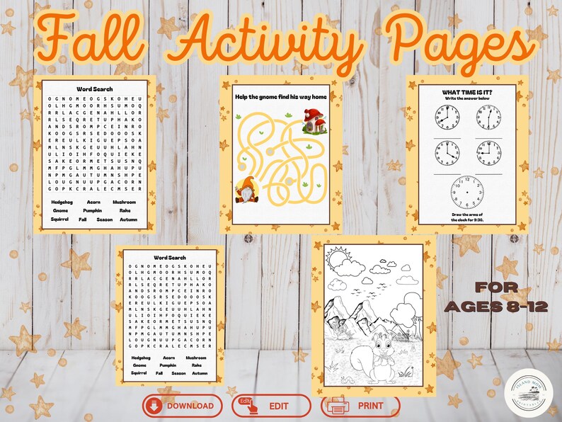 Fall Activity Pages for Kids: Printable Autumn Games (PDF) - Etsy