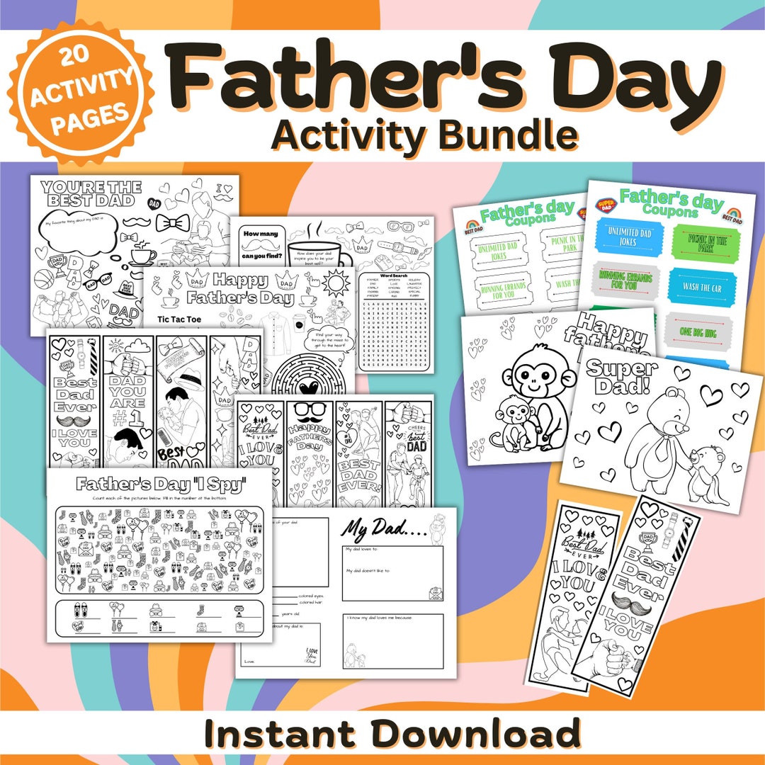 Father's Day Bundle, Father’s Day Gift, Father’s Day Kids Activity, Dad ...