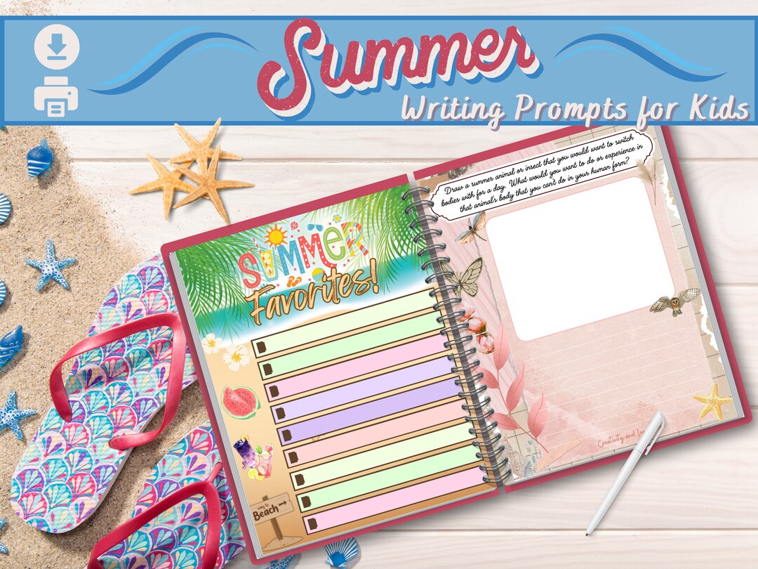 Printable Summer Writing Prompts for Kids, Summer Writing Journal ...