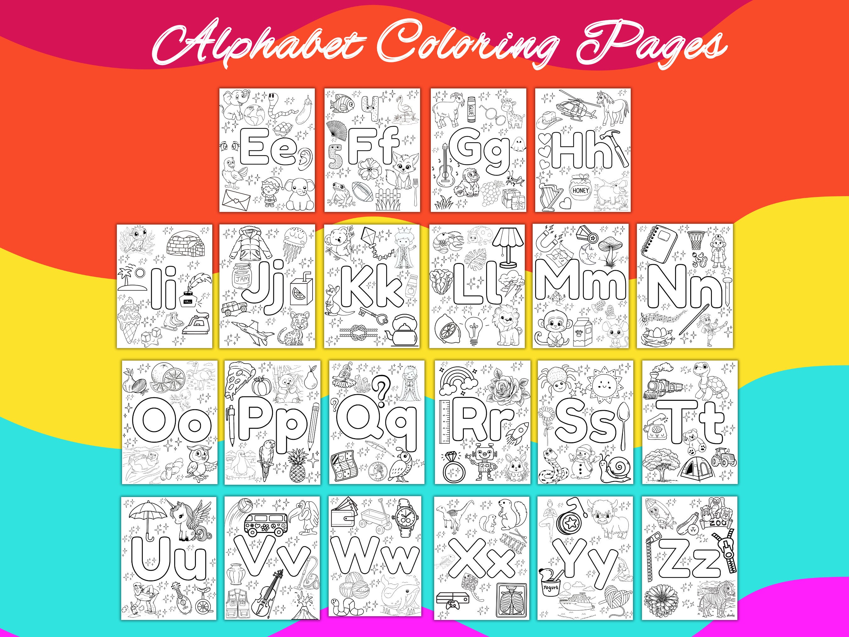 Alphabet Coloring Pages for Preschool Homeschool Kids. Instant Download ...