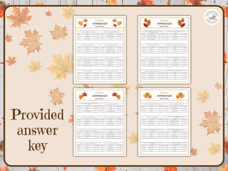 Fall Family Feud Game: Printable Party Game (PDF) - Etsy