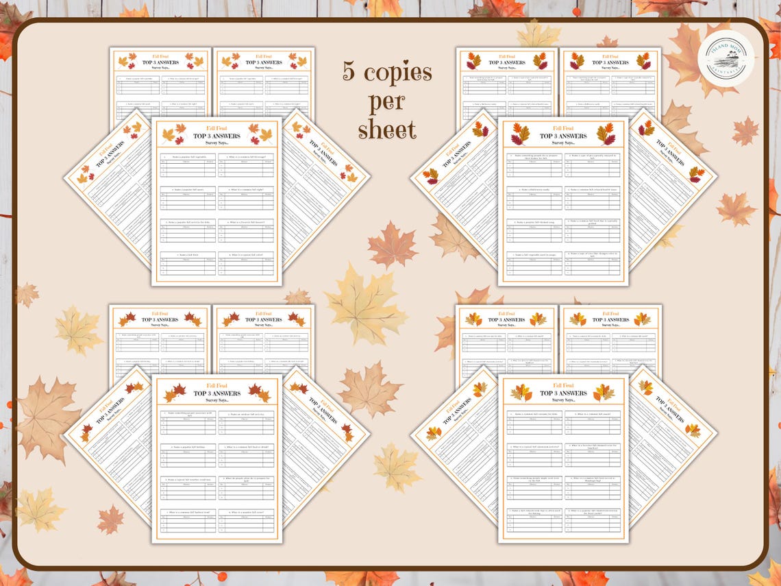 Fall Family Feud Game: Printable Party Game (PDF) - Etsy