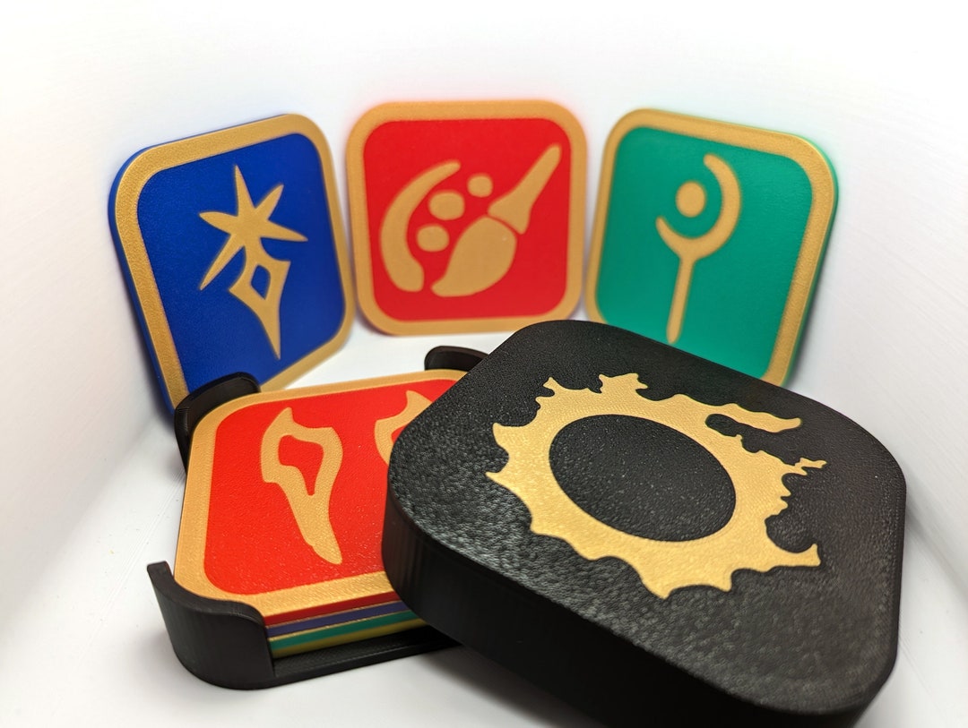 Final Fantasy XIV 6 Coaster Set With Storage Custom Job Icons FFXIV ...