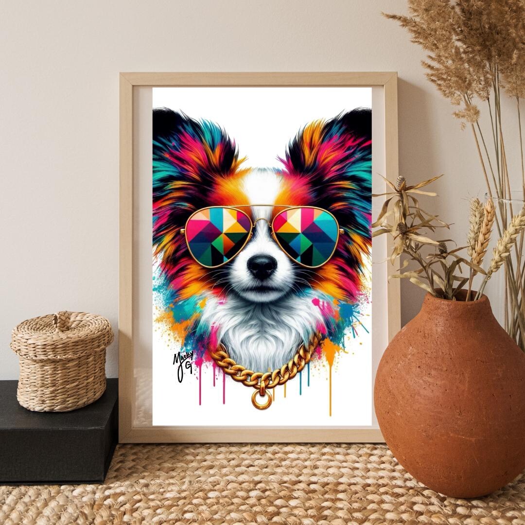 Posh Papillon - Spray Paint Pop Art Pet Portrait Digital Download - Etsy