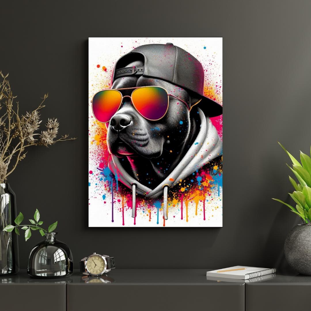 Urban Pitbull Wall Art | Cool Dog in Hoodie | Digital Download Print - Etsy