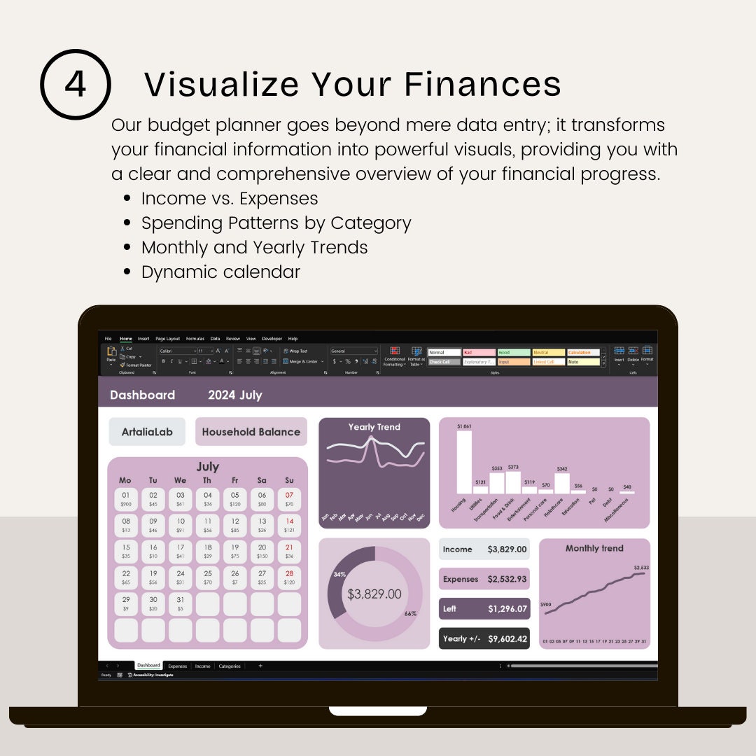 Excel Budget Planner | Simple Dynamic Spreadsheet | Dynamic Monthly ...