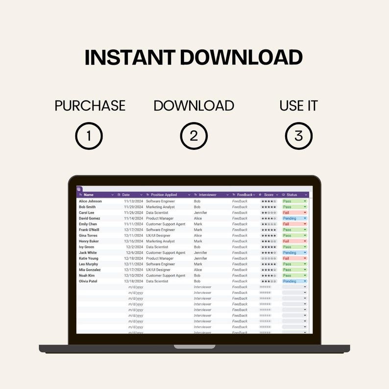 Recruitment Tracker Template Spreadsheet for Google Sheet | Human Resources Recruiting ...