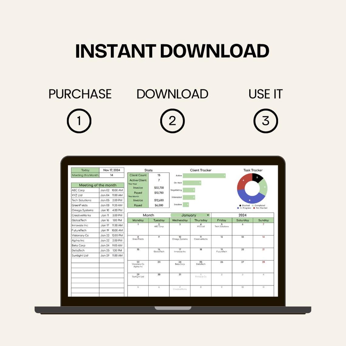 Client Tracker Google Sheet Spreadsheet CRM Template Small Business ...
