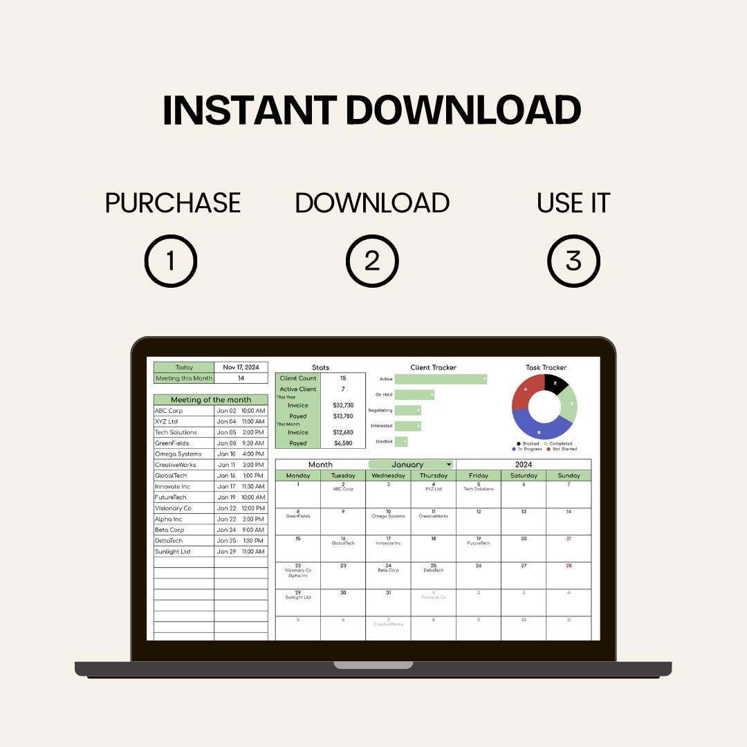 CRM Excel Template | Client Tracker Spreadsheet | Customer Relationship ...