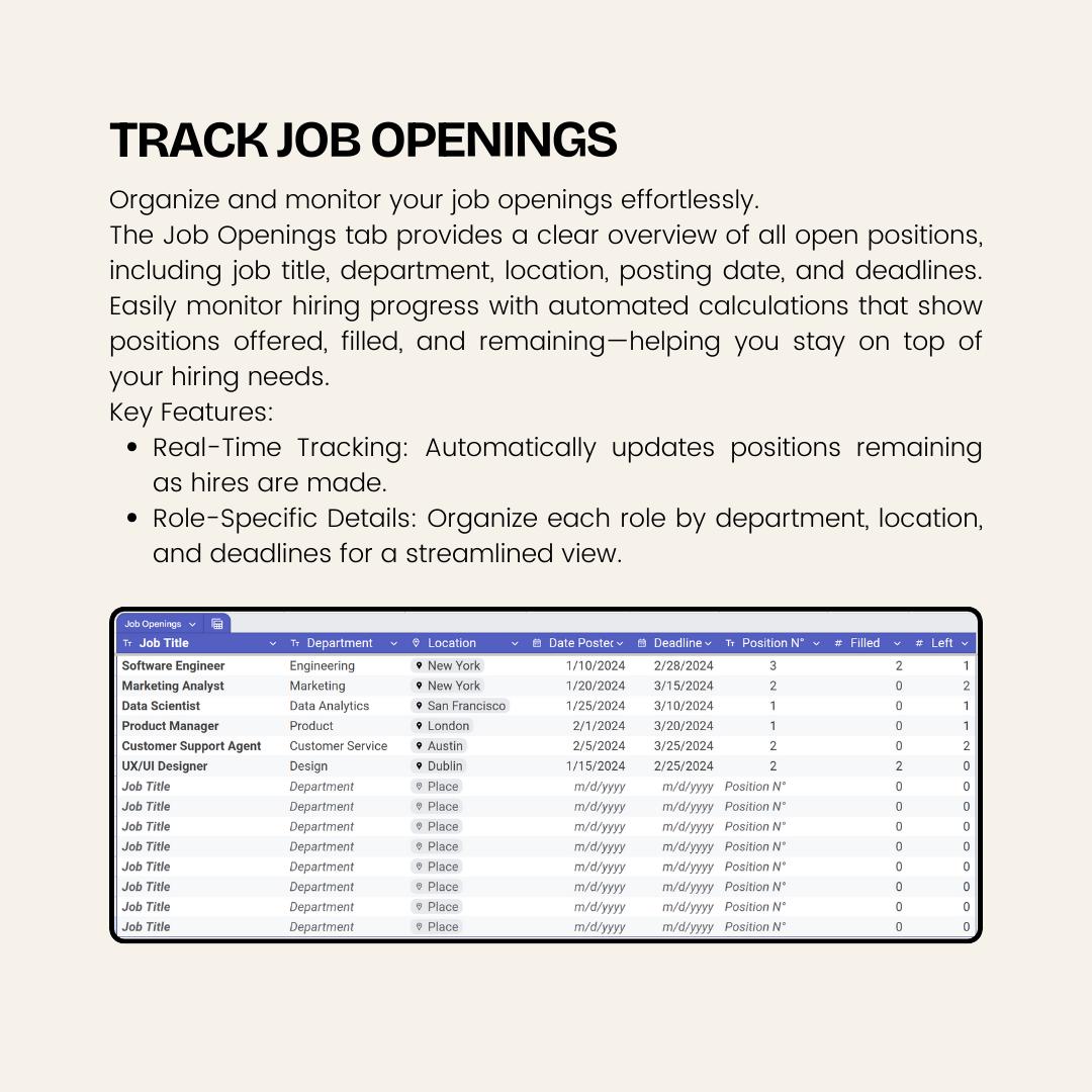 Recruitment Tracker Template Spreadsheet for Google Sheet | Human ...