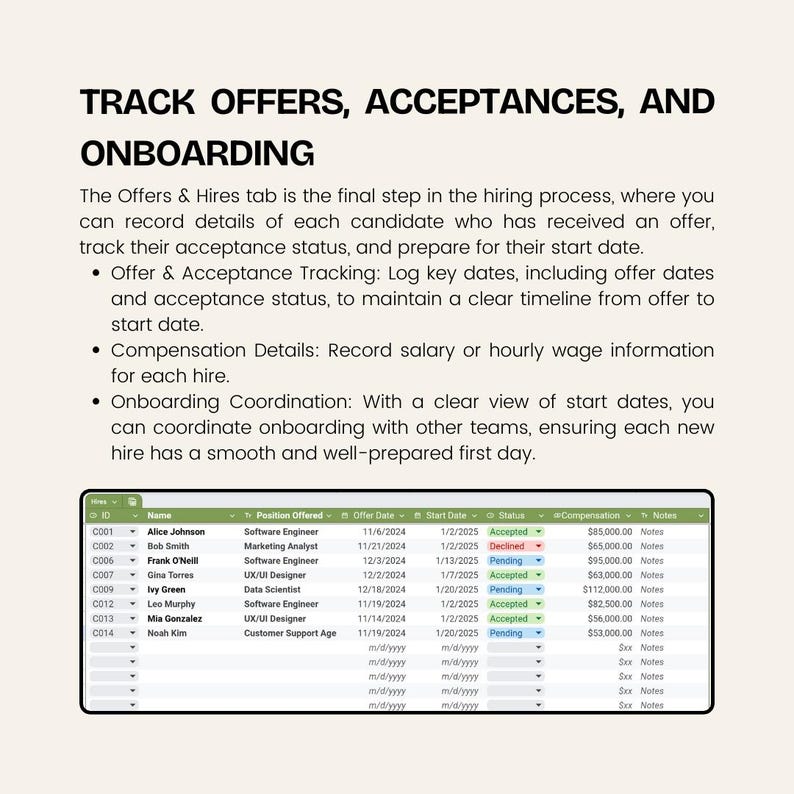 Recruitment Tracker Template Spreadsheet for Google Sheet | Human ...