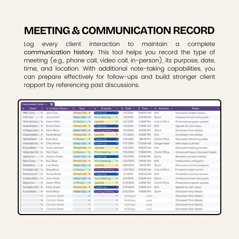 Client Tracker Google Sheet Spreadsheet CRM Template Small Business ...