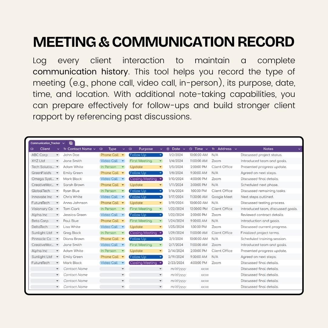 CRM Excel Template Client Tracker Spreadsheet Customer Relationship ... CRM Excel Template Client Tracker Spreadsheet Customer Relationship ...