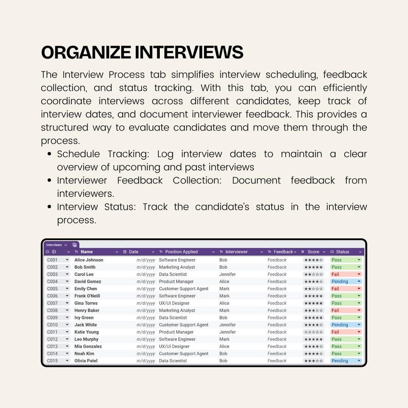 Recruitment Tracker Template Spreadsheet for Google Sheet | Human ...