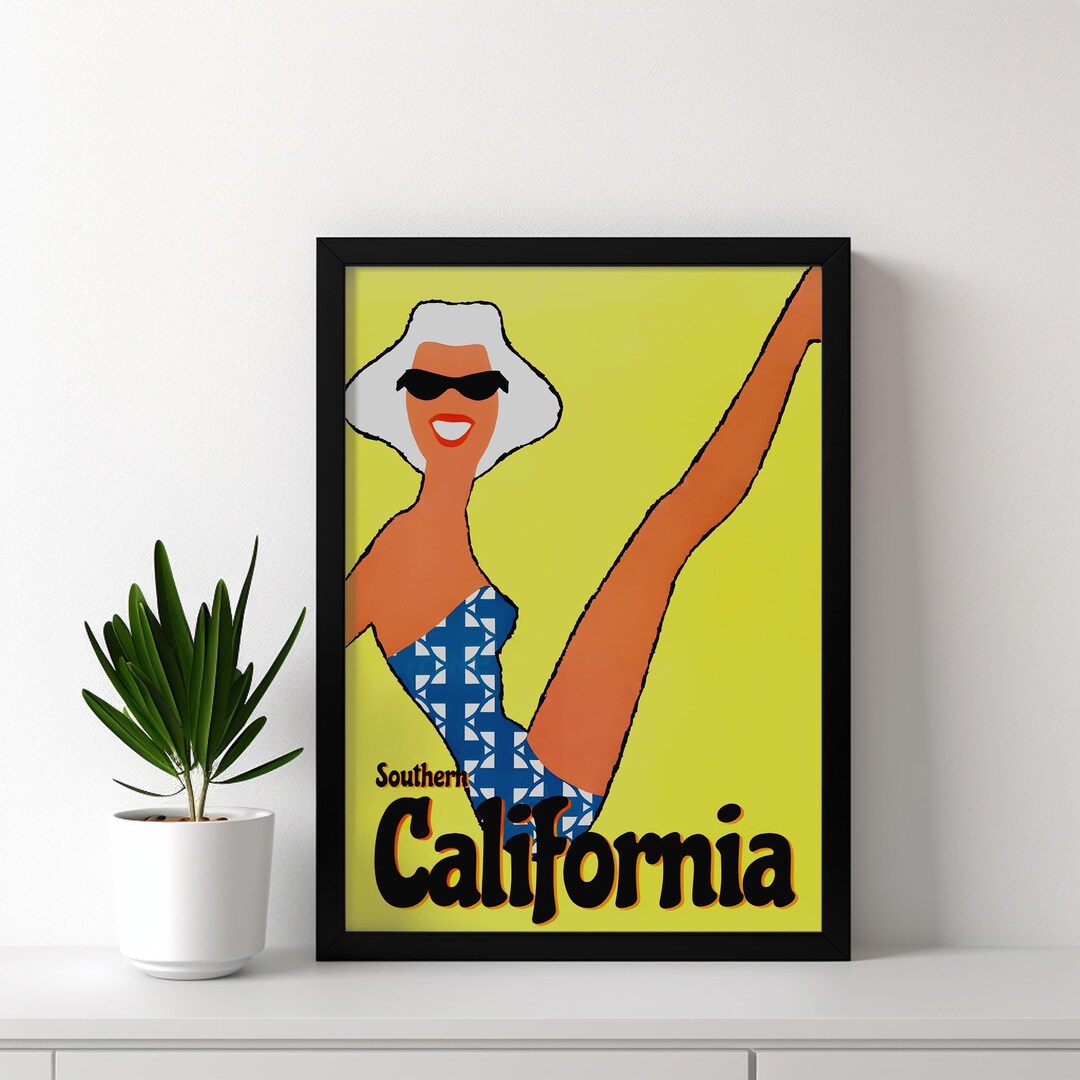 Retro Southern California Beach Art Print Vintage Style Framed Wall ...