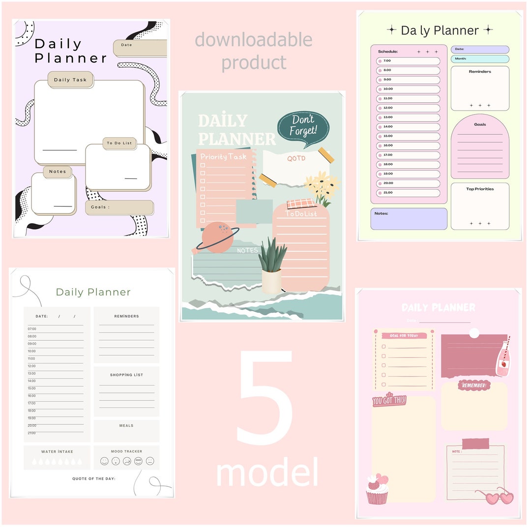 Daily Detailed Planner, 5 Different Models, Printable, A4/a5/letter - Etsy