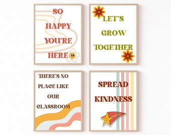 Retro Classroom Bundle: Colorful Growth Mindset Posters, Teacher ...