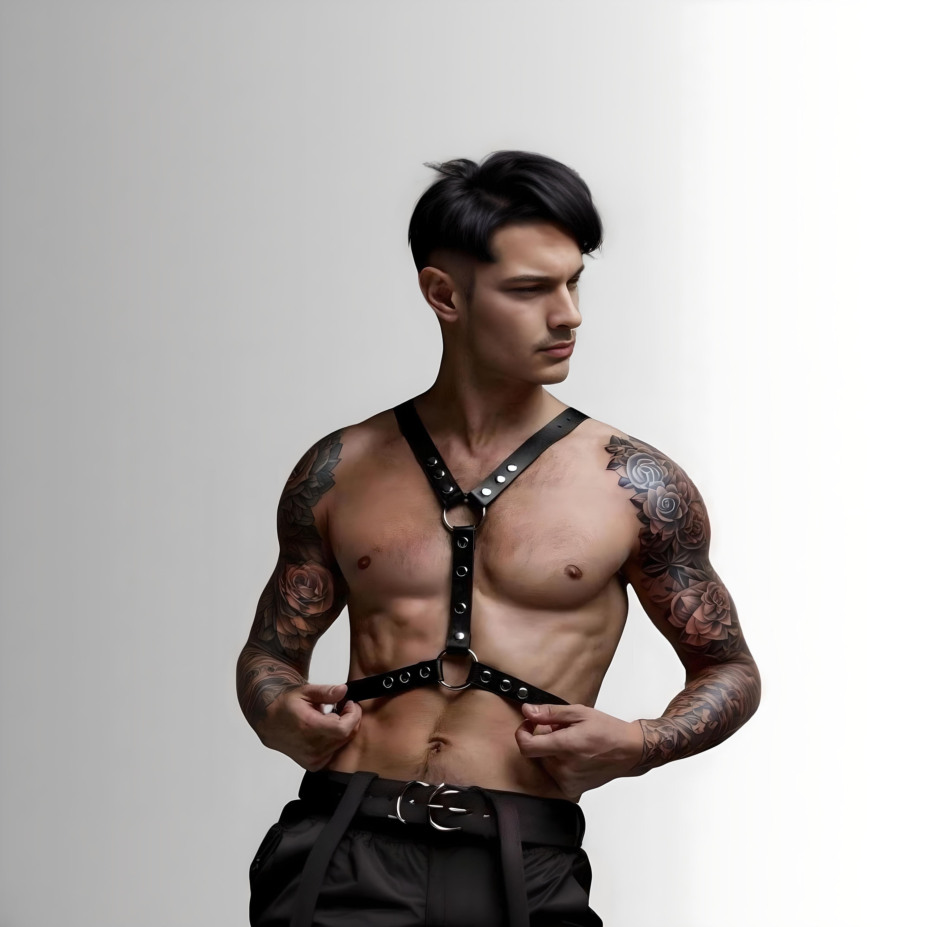Burning Man Kink BDSM Men Harness, Leather Sex Harness. - Etsy