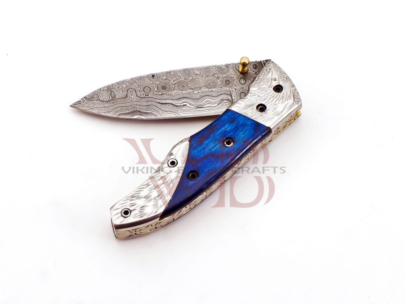 Damascus Pocket Knife - Damascus Folding Knife - Hand Forged Knife ...