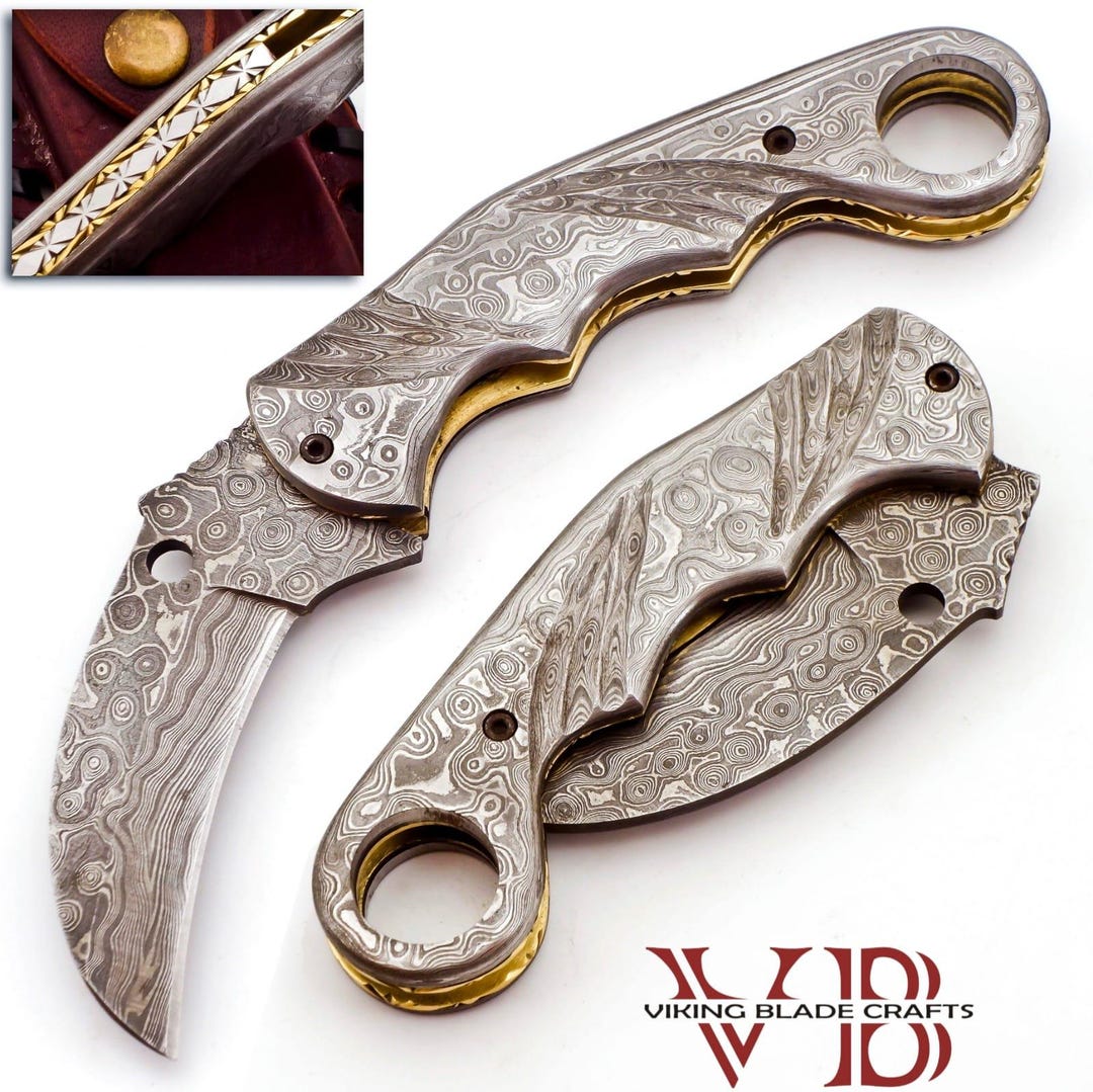 Handmade Karambit Folding Knife, Damascus Steel Karambit, Karambit ...