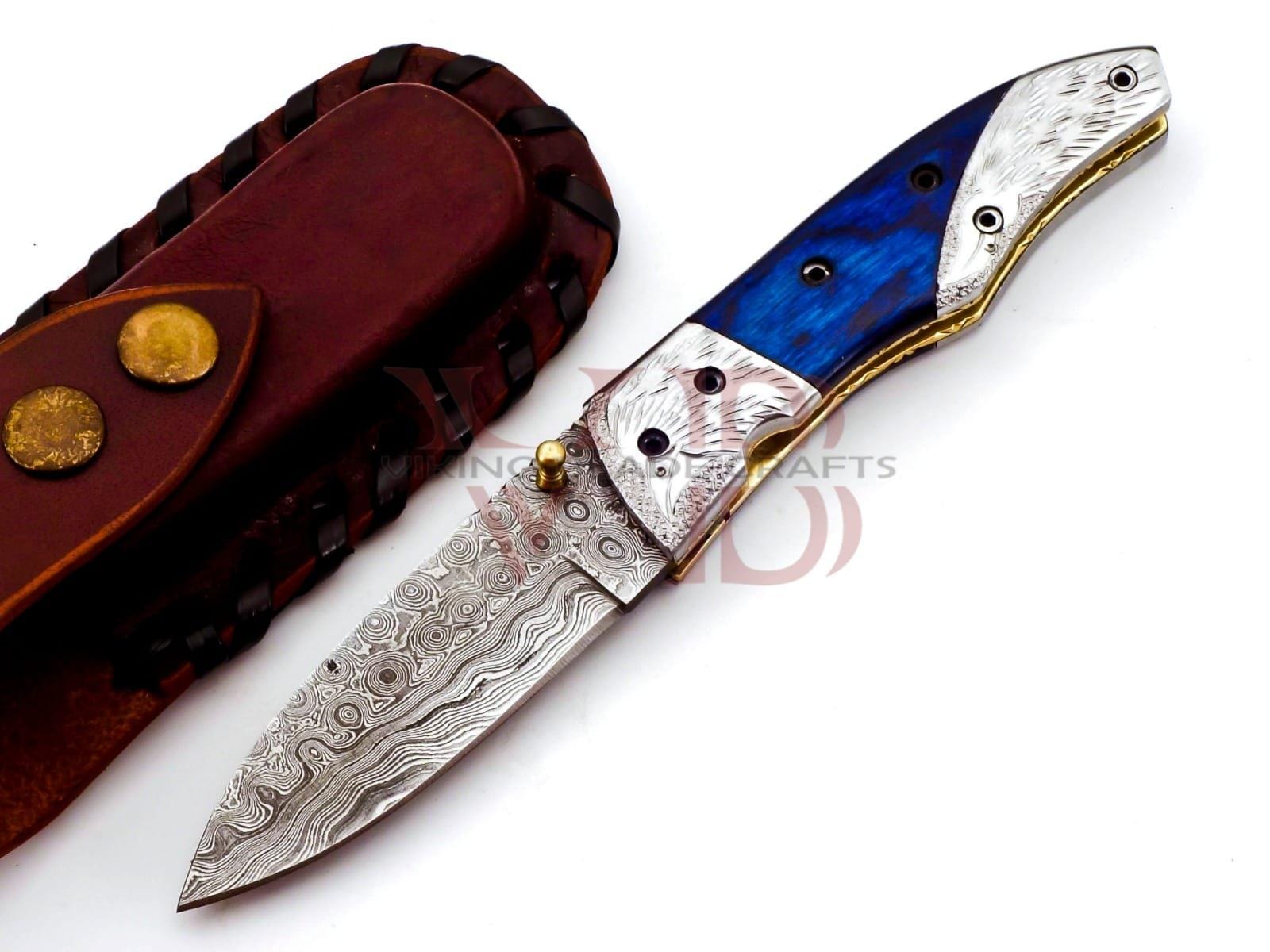 Damascus Pocket Knife - Damascus Folding Knife - Hand Forged Knife ...