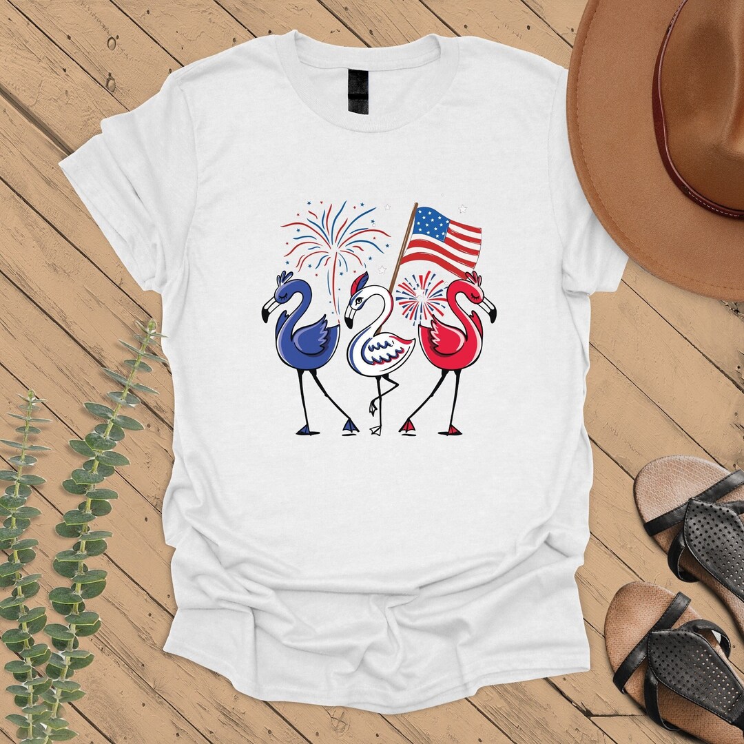 Patriotic Flamingo t-shirt, American Flag Shirt, Flamerica Sweatshirt ...