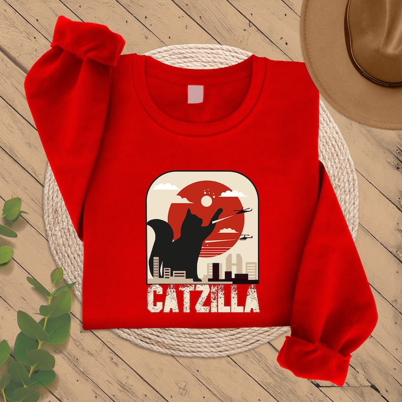 Catzilla T-shirt, Cat Mom Shirt, Cat Lover Sweatshirt, Funny Cat Shirt ...