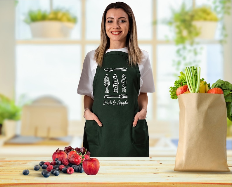 Sardines Apron, Custom Fish Restaurant Apron, Seafood Apron, Fishing ...