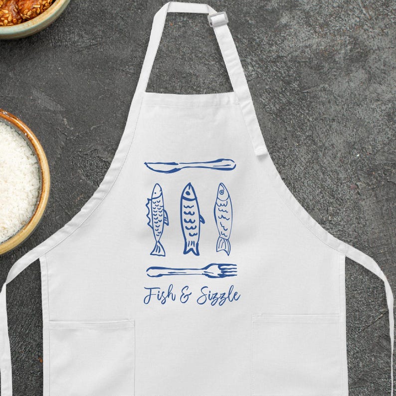 Sardines Apron, Custom Fish Restaurant Apron, Seafood Apron, Fishing ...